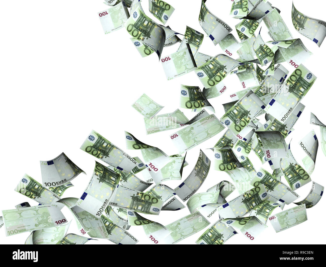 Flying banknotes of euro. Isolated on white background Stock Photo - Alamy