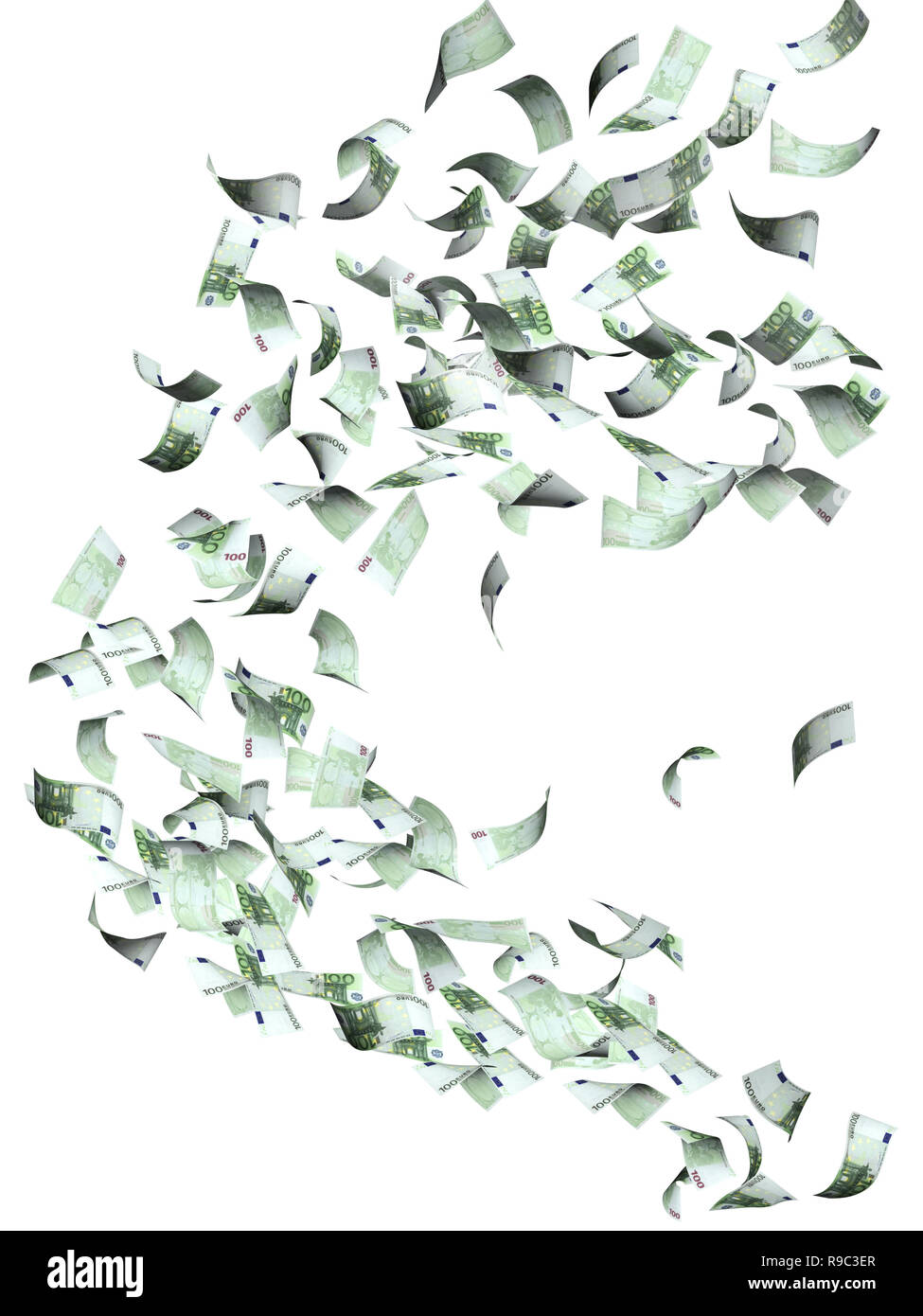 Flying banknotes of euro. Isolated on white background Stock Photo - Alamy