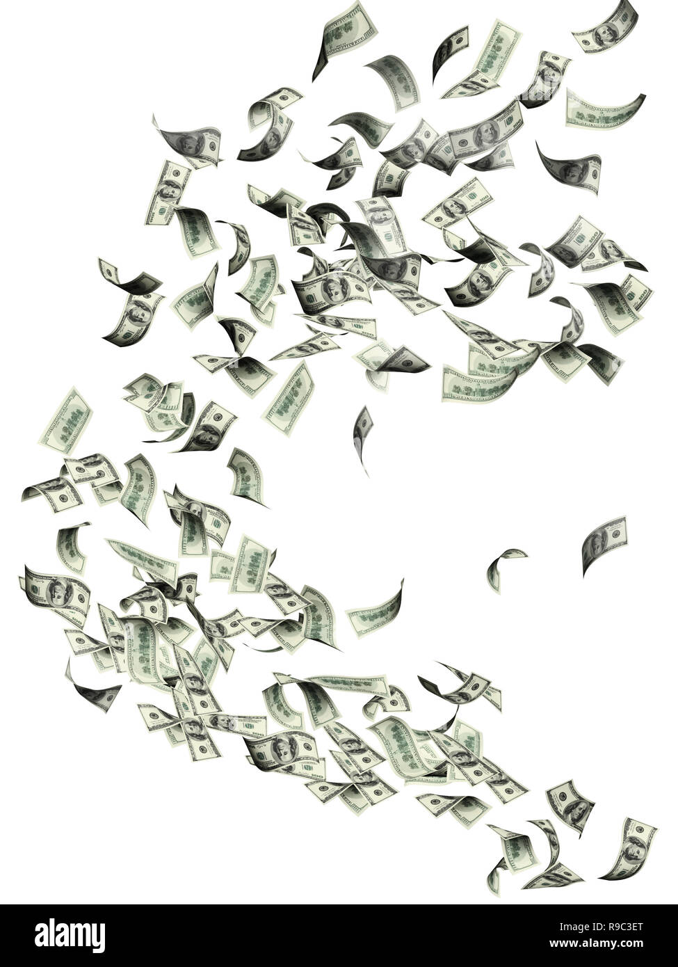 Flying dollar banknotes . Isolated on white background Stock Photo - Alamy