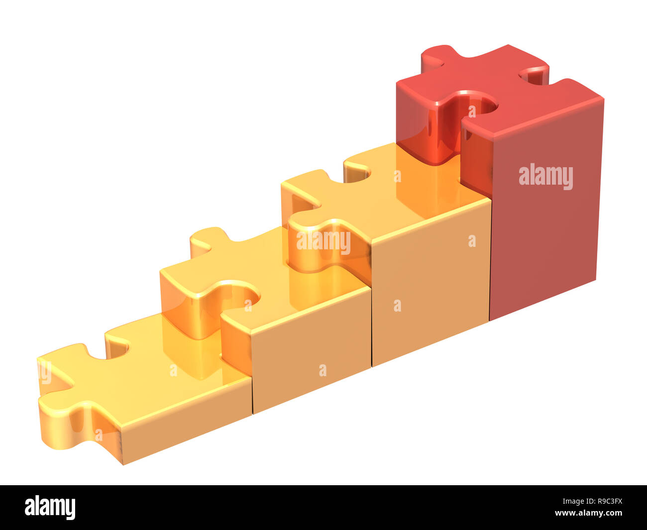 Stairs from four pieces of the puzzle. Isolated on white background ...