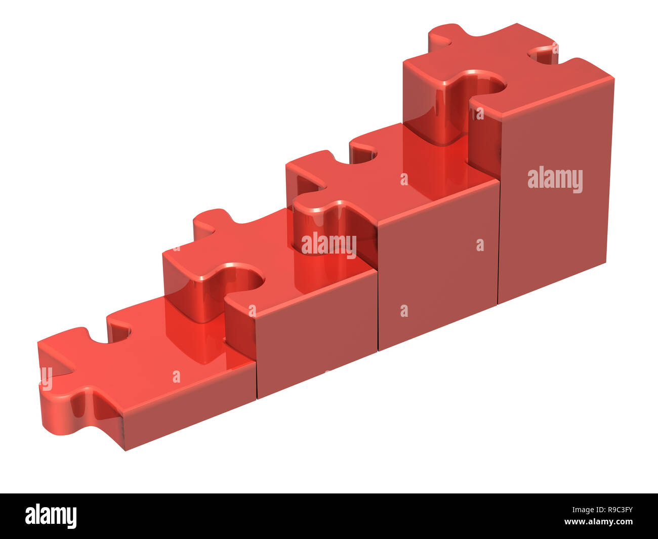 Stairs from four pieces of the puzzle. Isolated on white background ...