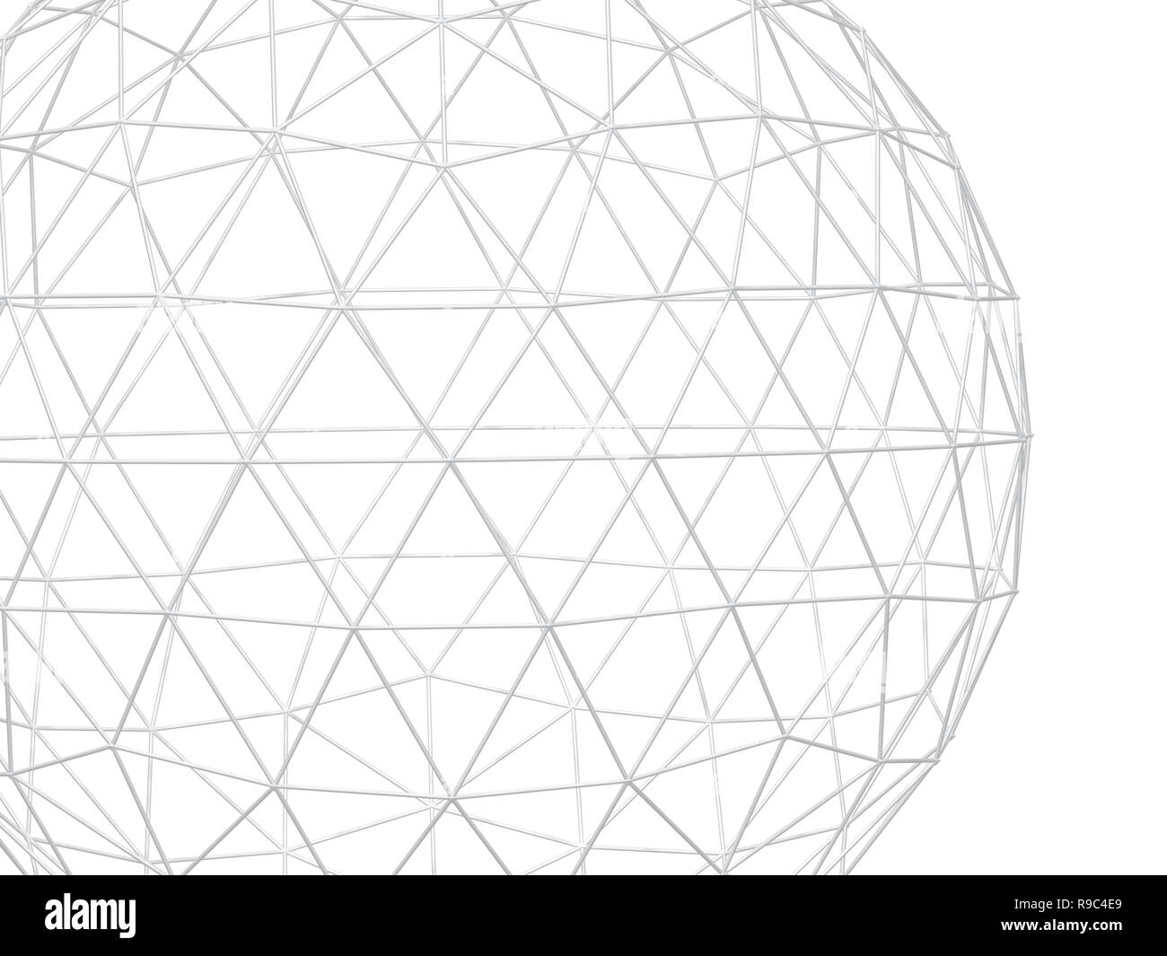 Abstract white background with 3d lattice sphere. Isolated on white ...