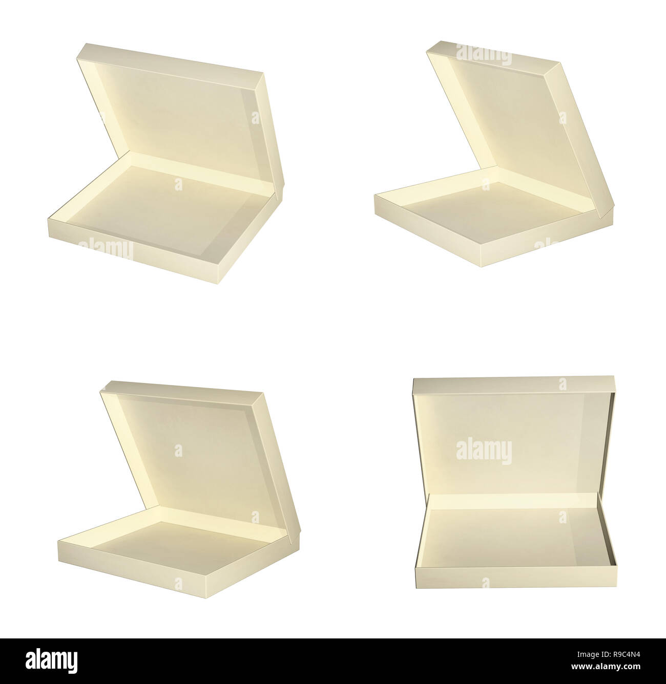 Set of open empty cardboard boxes. 3d render Stock Photo - Alamy