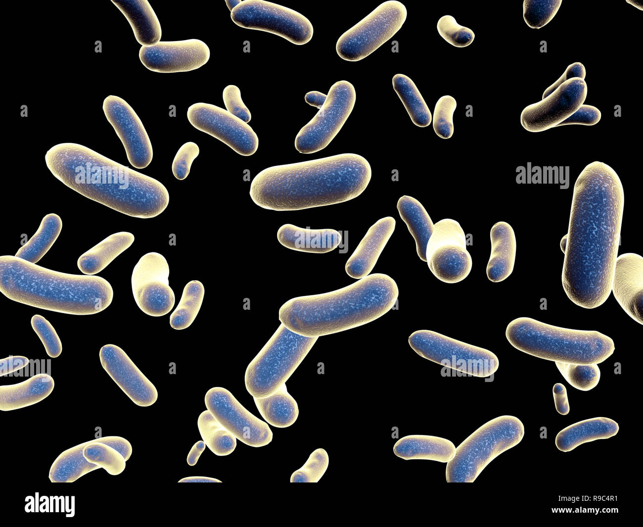 Many pathogen viruses. Isolated on black background. 3d render Stock ...