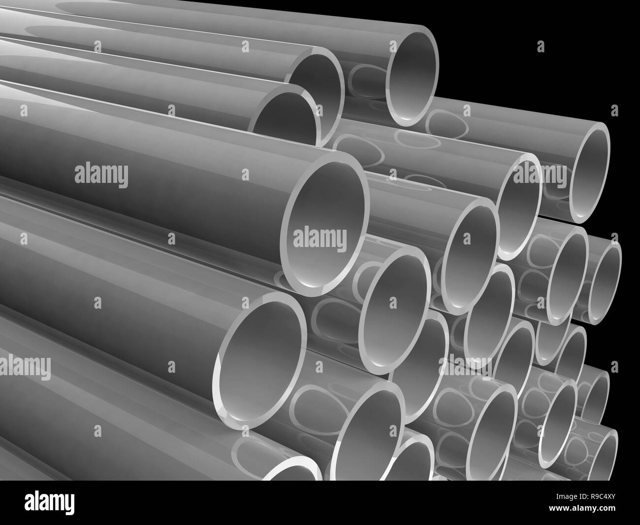 Plastic pipes of grey color. 3d render Stock Photo - Alamy
