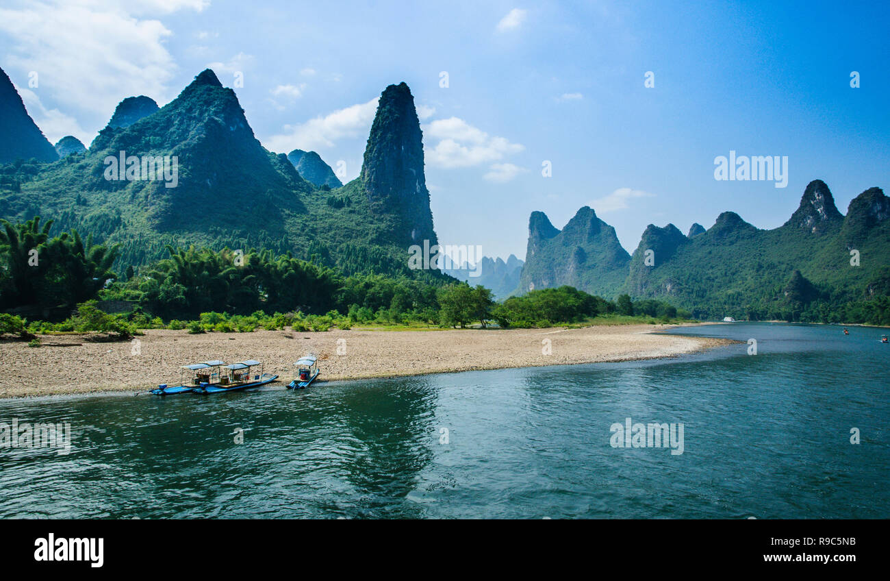 Mountains and river scenery, Guilin, China Stock Photo - Alamy