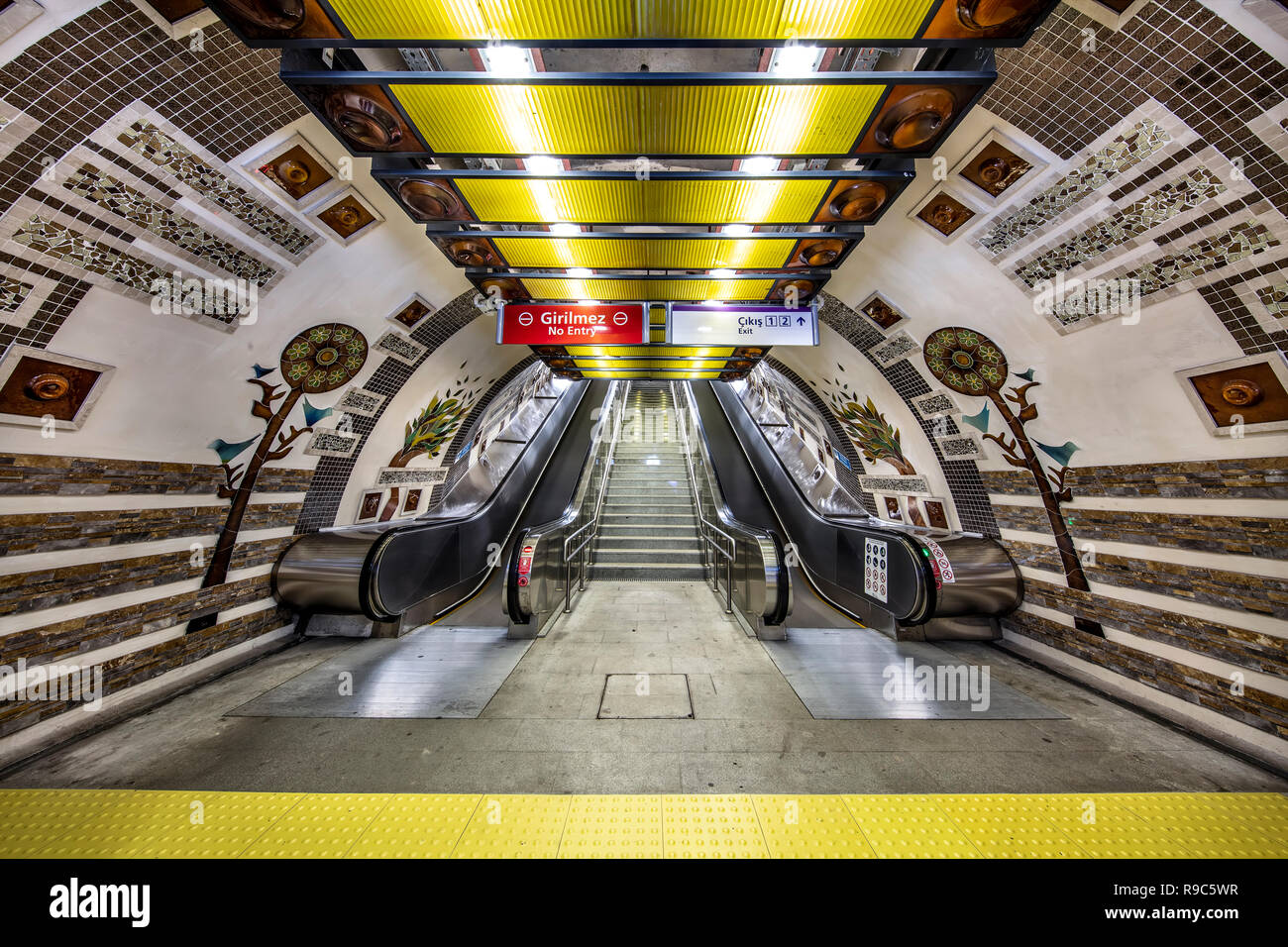 Istanbul, Turkey - December 21, 2018; Interior of Istanbul Metro, M5 ...