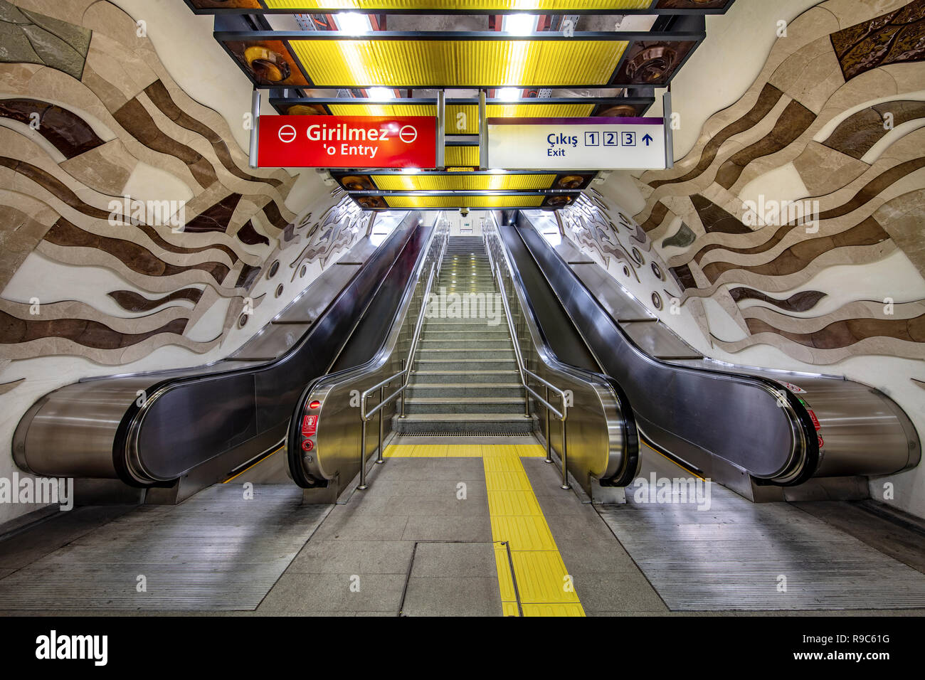 Istanbul, Turkey - December 21, 2018; Interior of Istanbul Metro, M5 ...