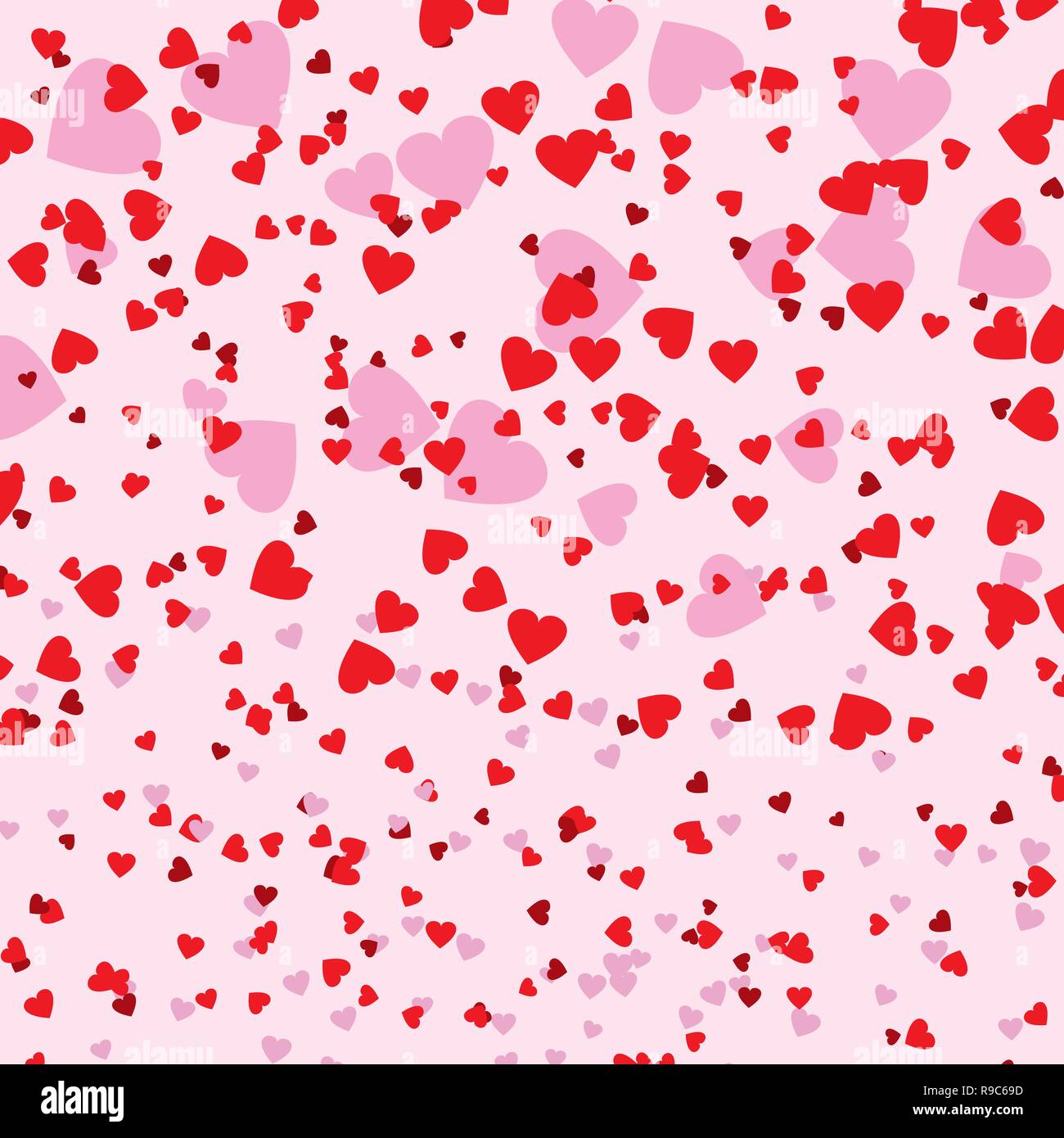 Small red and pink hearts pattern in different sizes and colors for ...