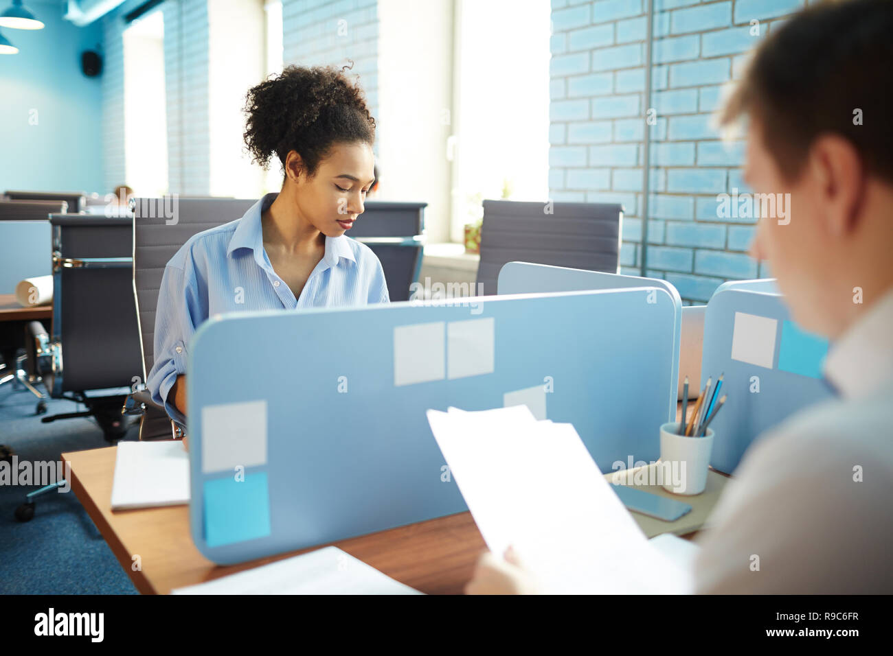 Employees in office Stock Photo - Alamy
