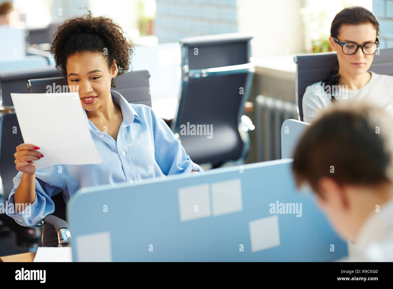 Reading text on paper Stock Photo - Alamy