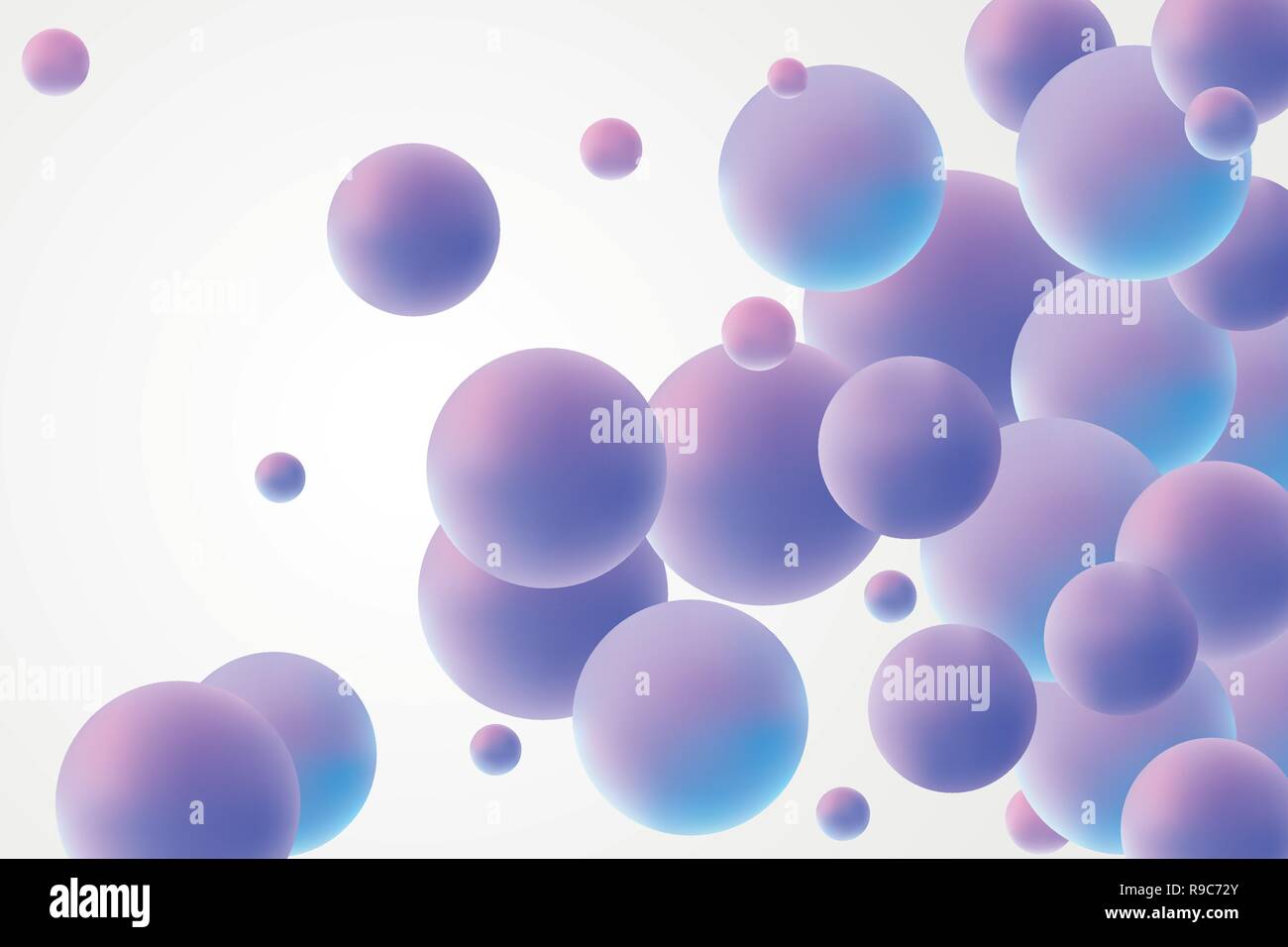 Abstract background with multicoloured matt balls floating on white ...