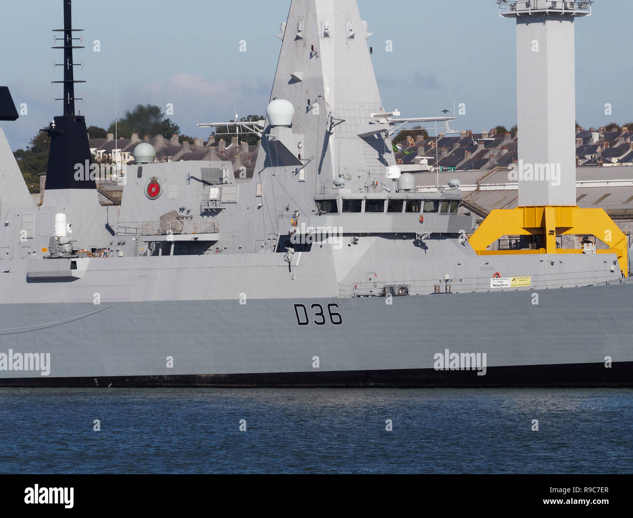 HMS Defender Type 45 warship at Plymouth Naval dockyard, A Daring class ...