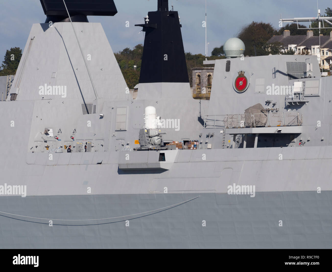 HMS Defender Type 45 warship at Plymouth Naval dockyard, A Daring class ...