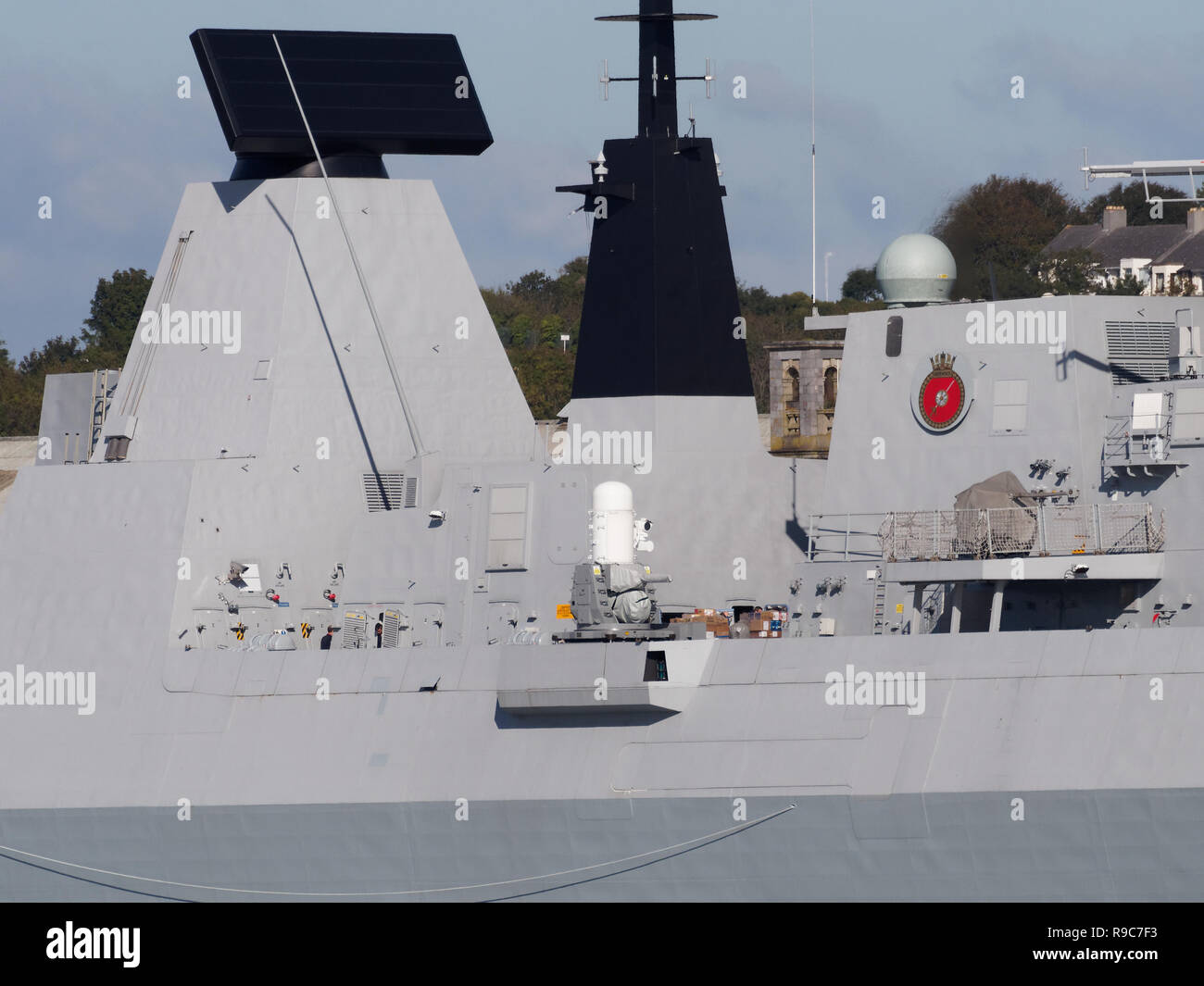 HMS Defender Type 45 warship at Plymouth Naval dockyard, A Daring class ...