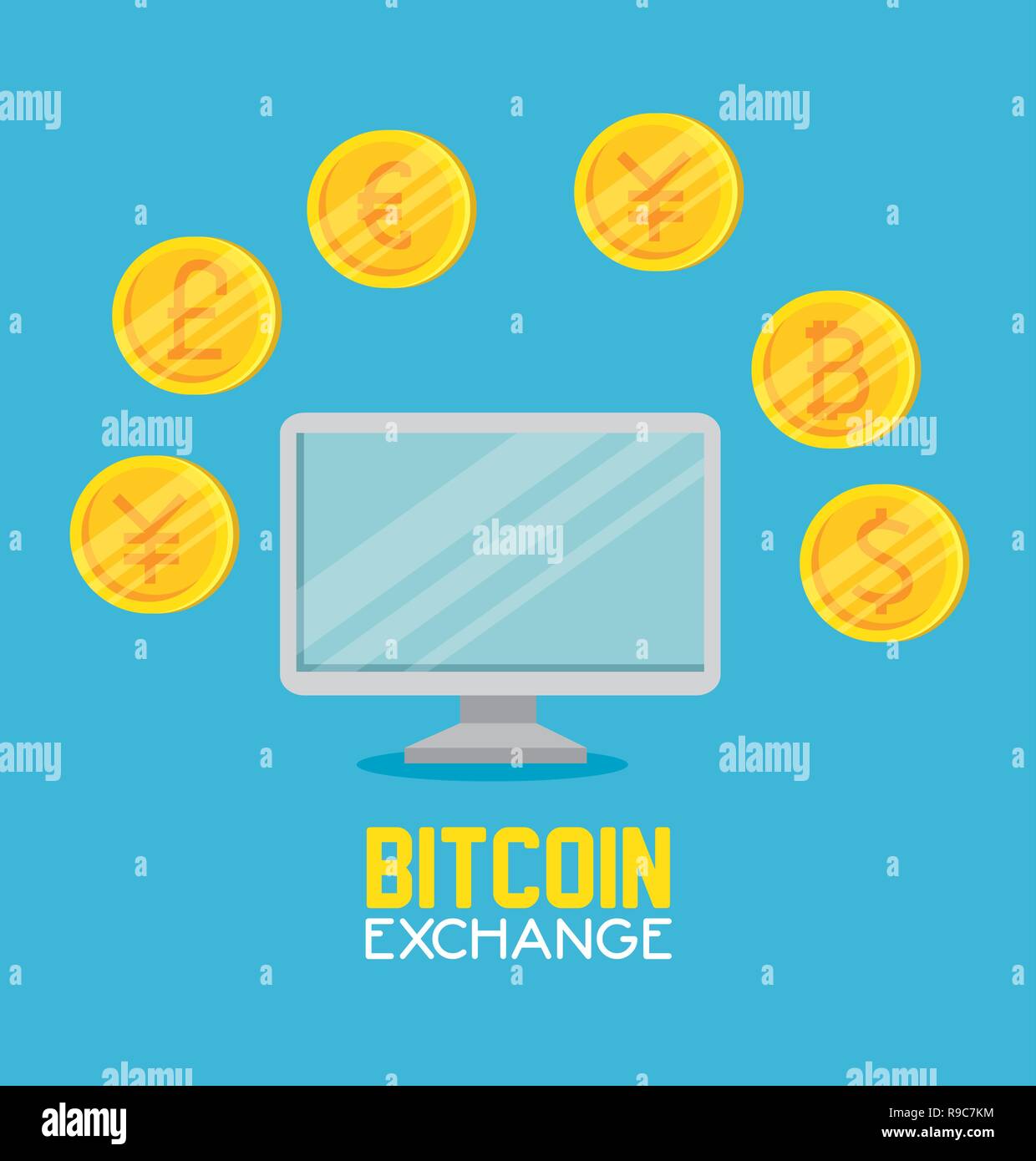 computer with bitcoin currency exchange financial Stock Vector Image ...