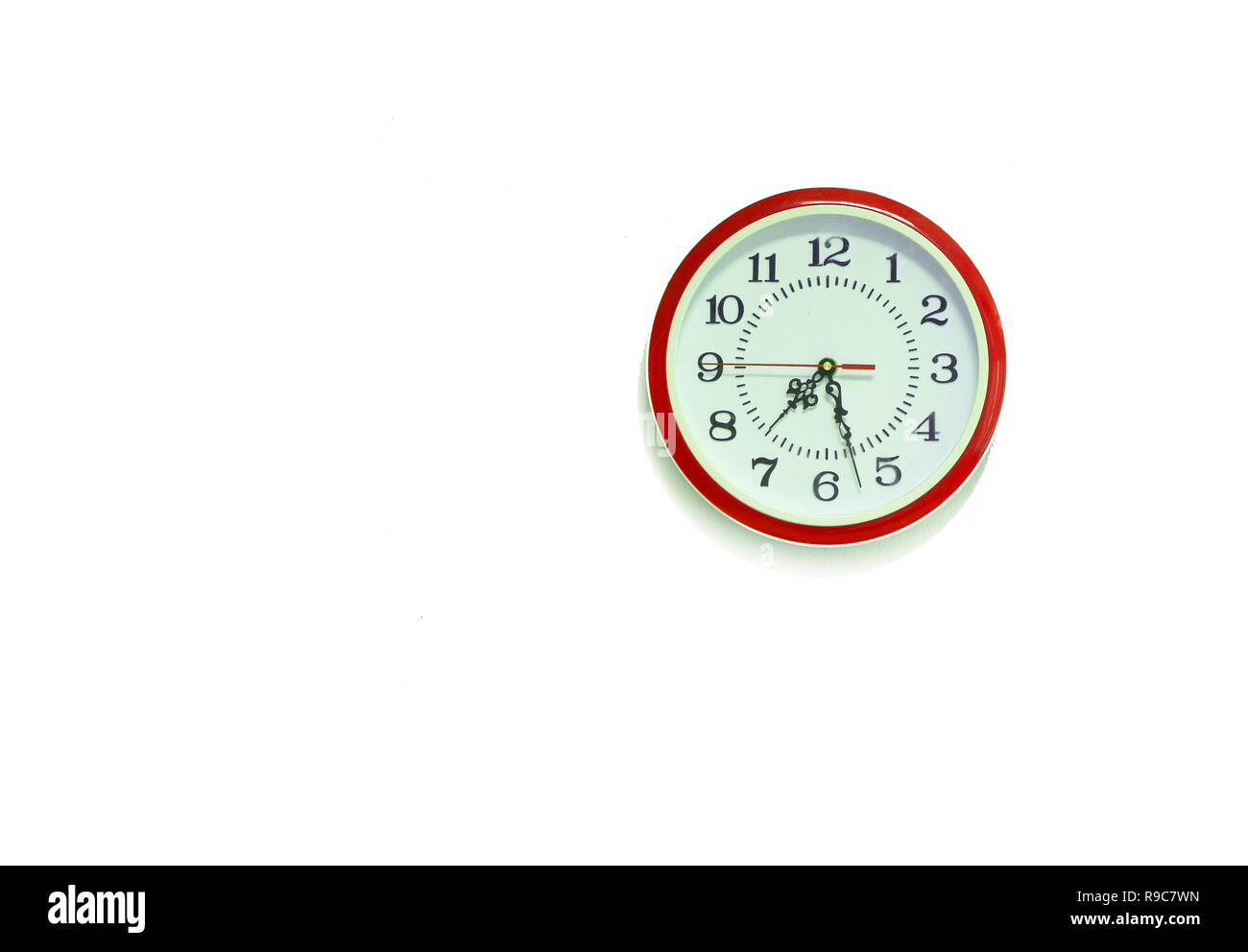 classic red round wall clock / watch wall clock isolated on white ...