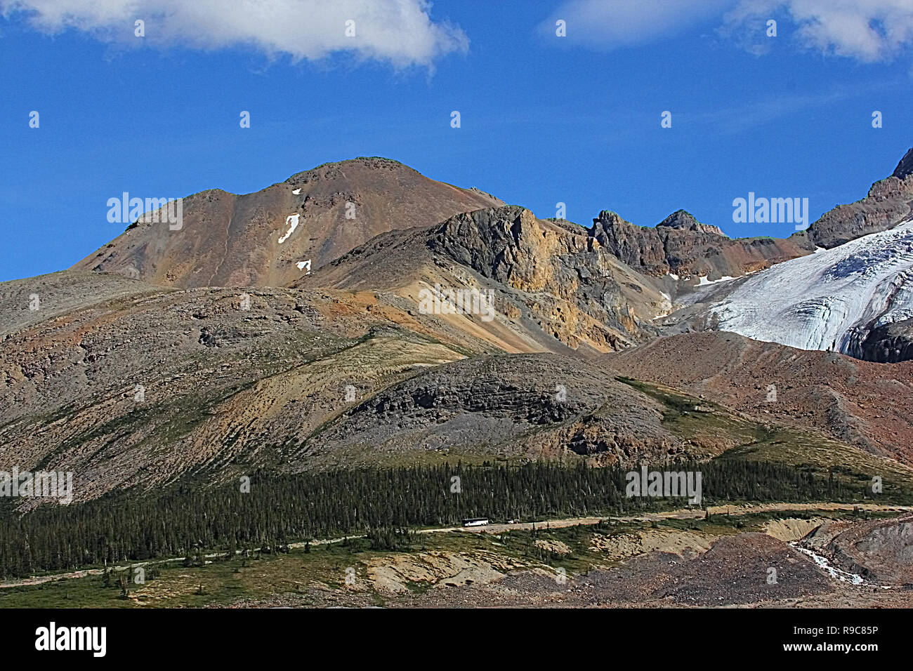 Mountain views along the Icefields Parkway. Banff to Jasper Highway #93 ...