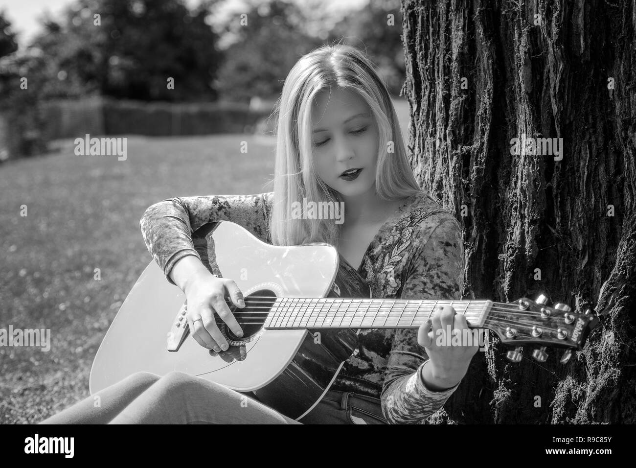 Female busking Black and White Stock Photos & Images - Alamy