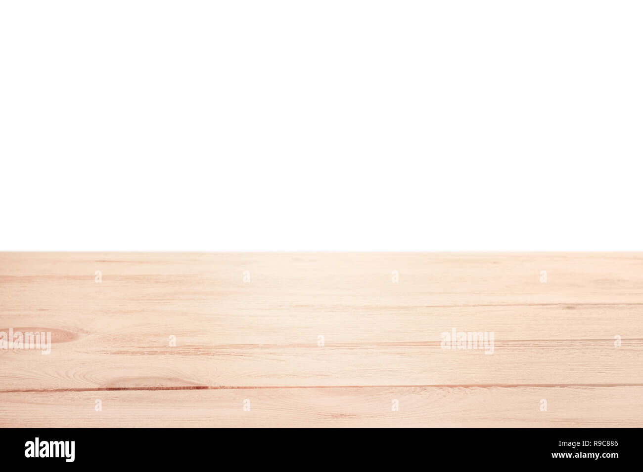 Wooden table template and background. Selective focus on front ...