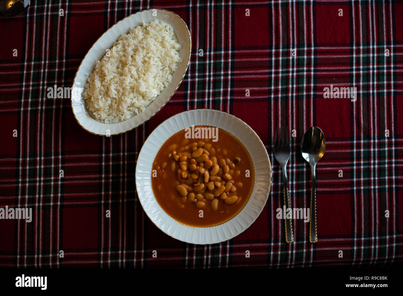 Kuru Fasulye Pilav, Baked White Beans, Traditional Turkish Food Stock ...