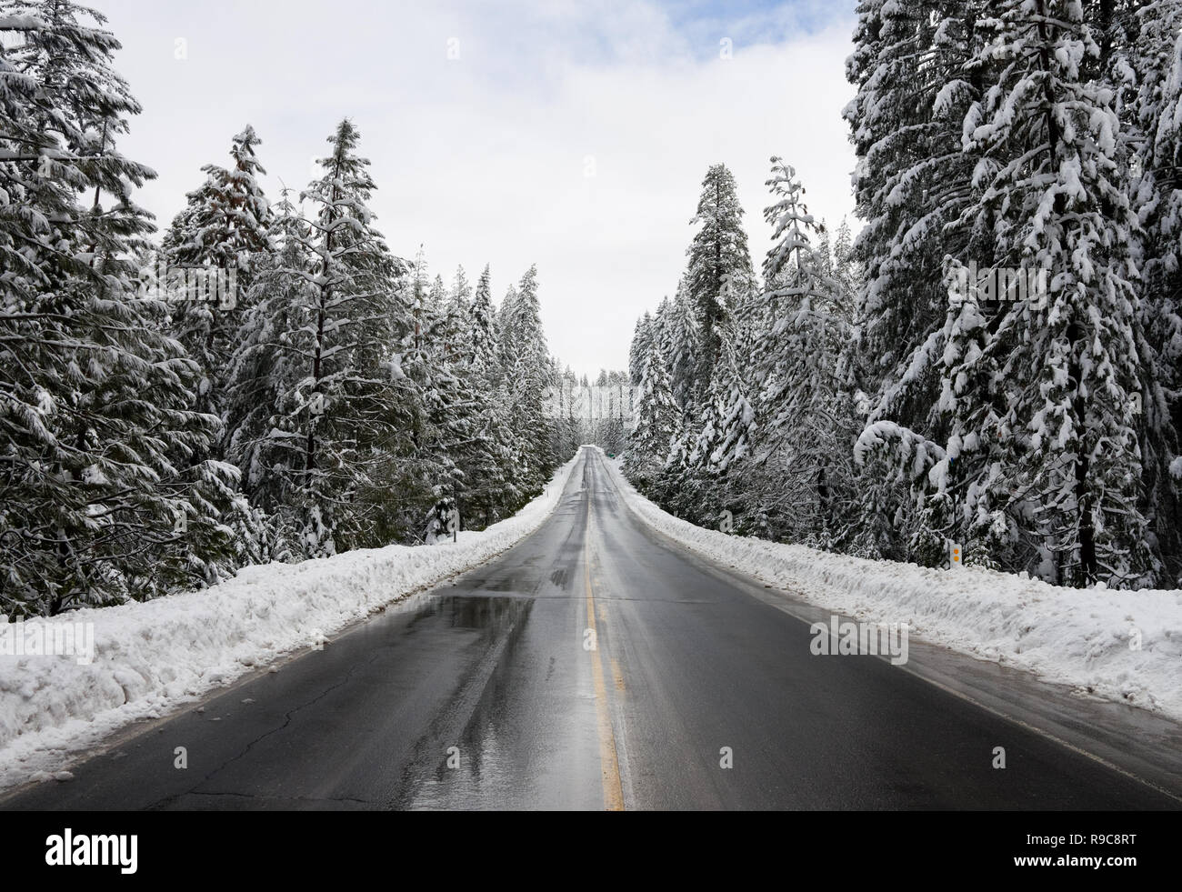 Snowy scenic road hi-res stock photography and images - Alamy