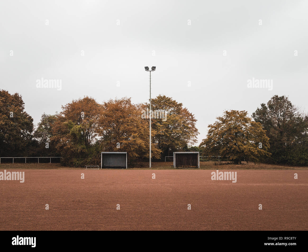 Symmetrical shot of a Rural Cinder soccer pitch in Germany Stock Photo ...