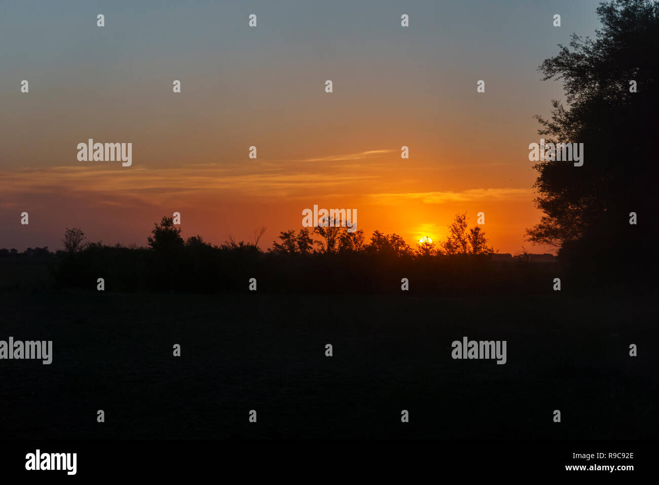 Orange Sunset in Huinca Renanco, Cordoba, Argentina Stock Photo - Alamy