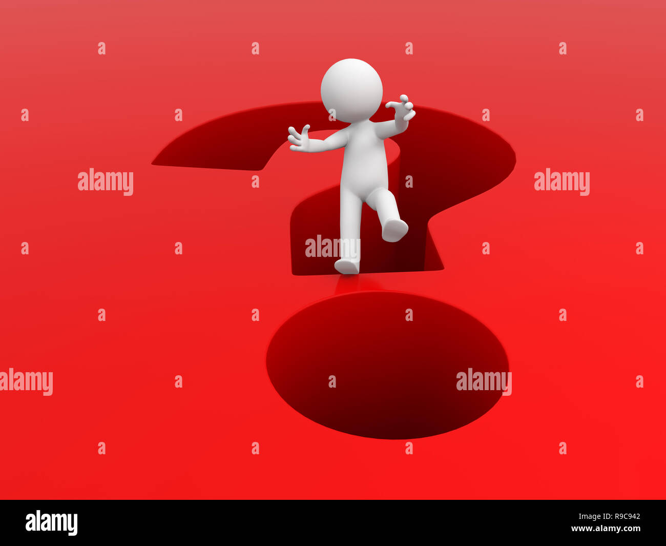 3d people fall into question mark Stock Photo - Alamy