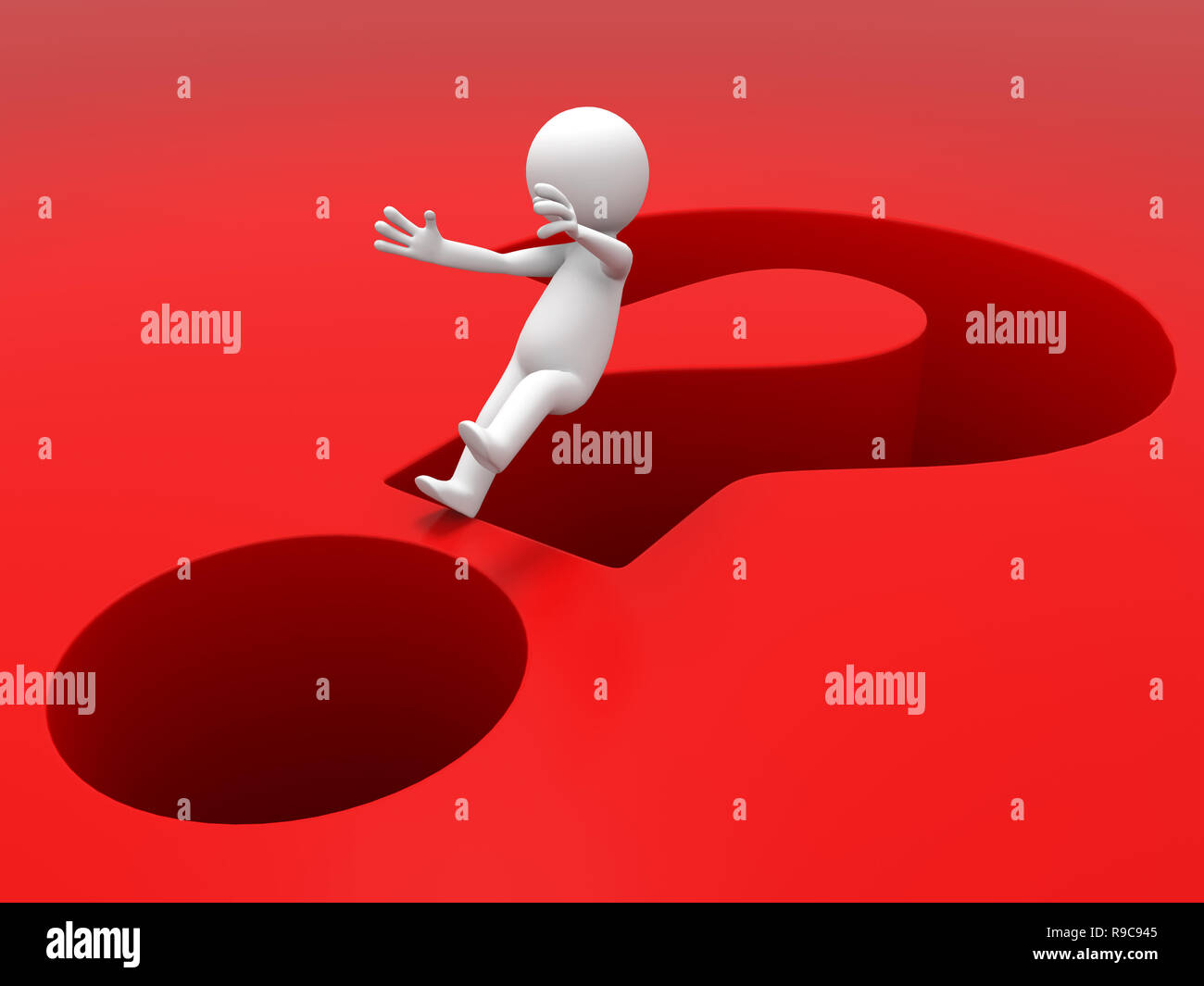 3d people fall into question mark Stock Photo - Alamy
