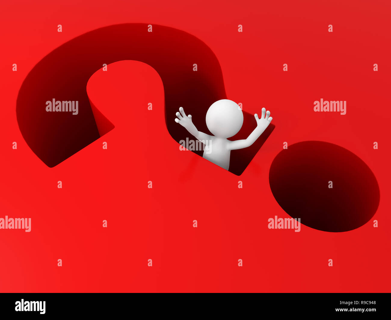 3d people fall into question mark Stock Photo - Alamy