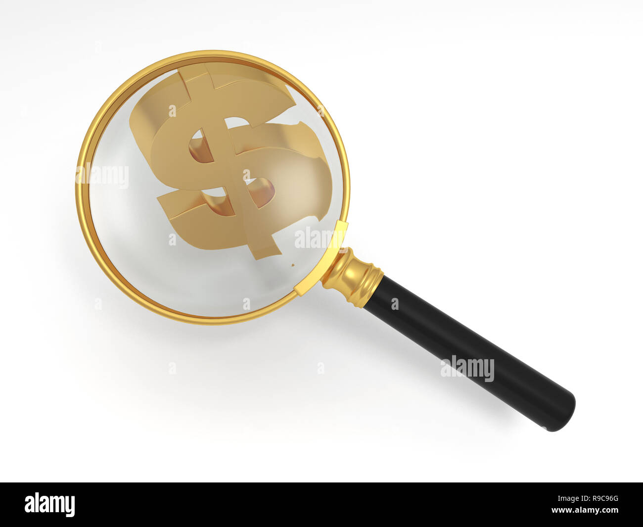 A magnifying glass and the dollar symbol Stock Photo - Alamy