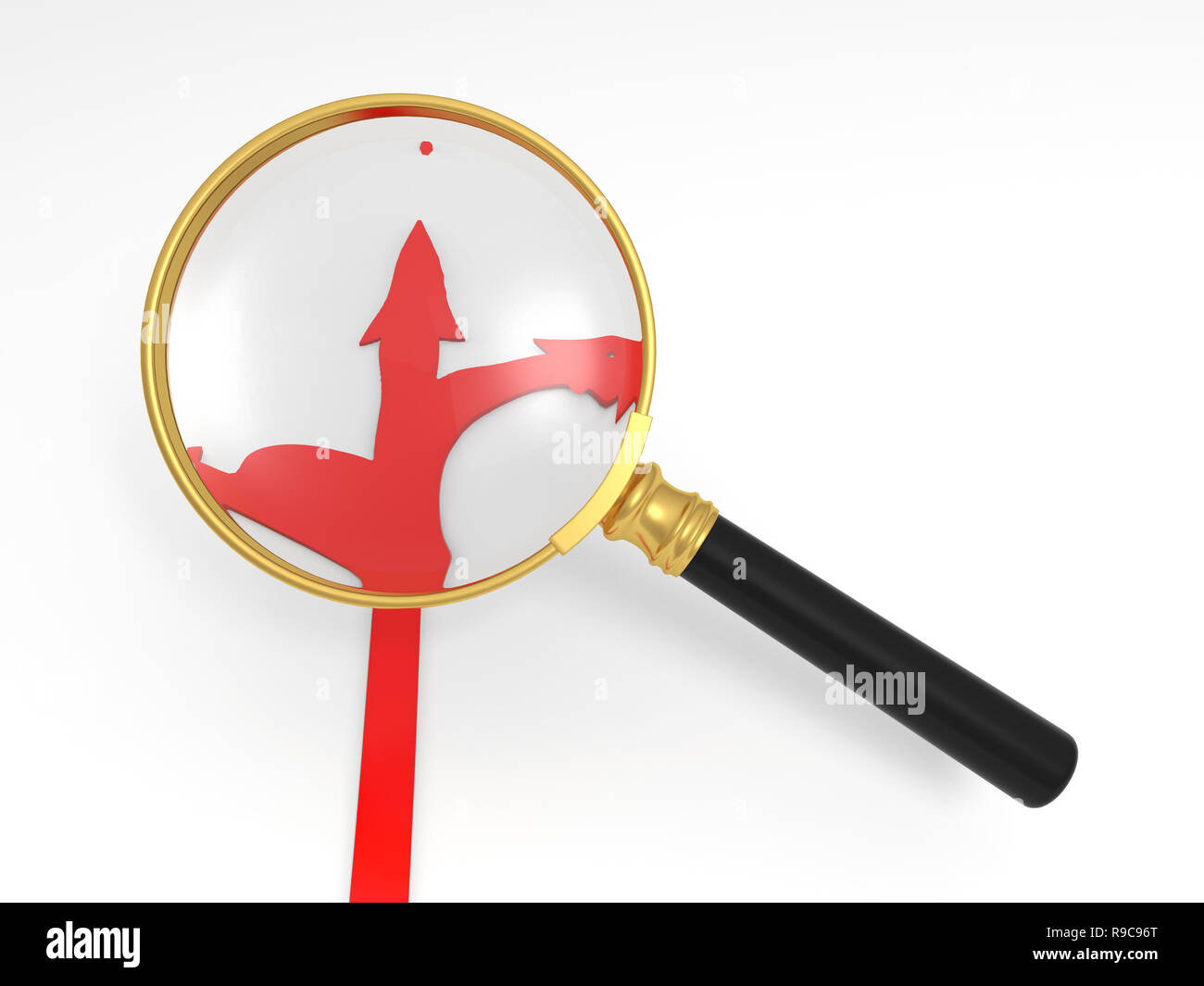 Magnifying glass and the arrow Stock Photo - Alamy