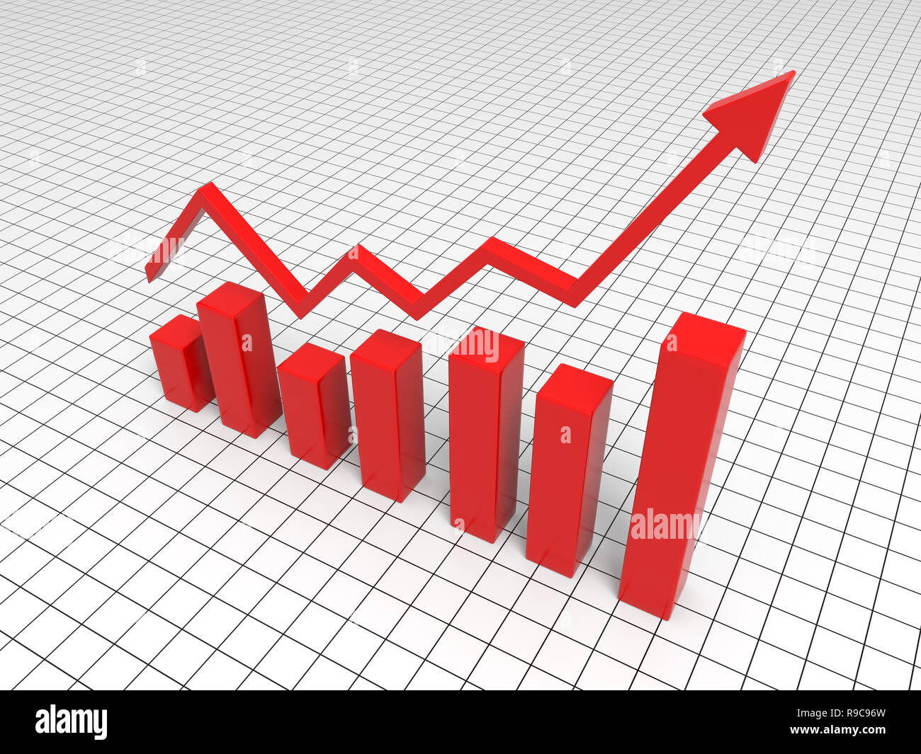 The bar chart and arrows Stock Photo - Alamy