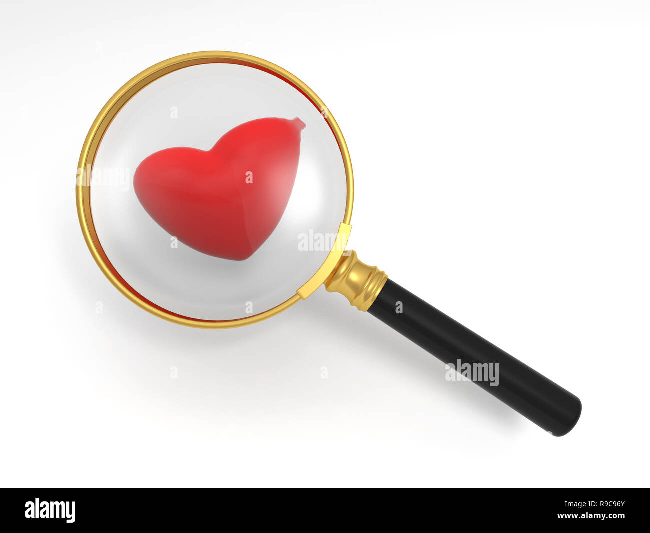A magnifying glass and a heart Stock Photo - Alamy