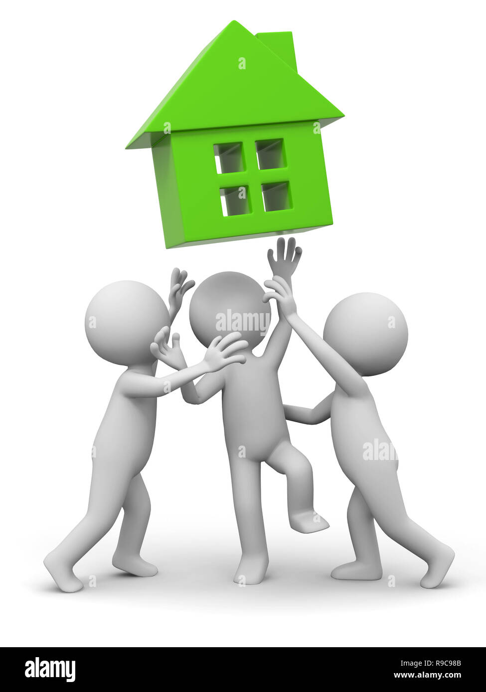 Three people are fighting for a house Stock Photo - Alamy