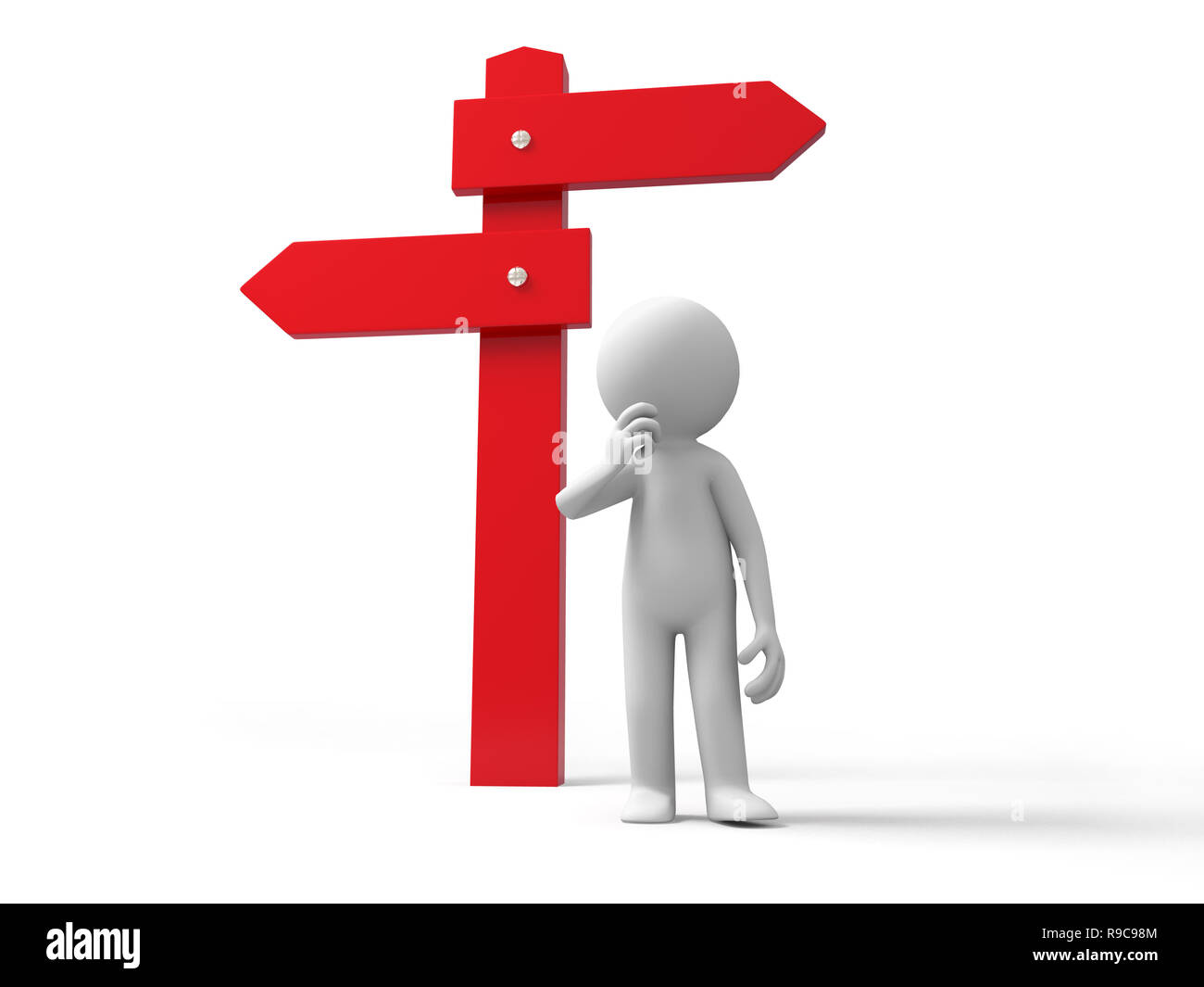 A man standing in front of a road sign Stock Photo - Alamy