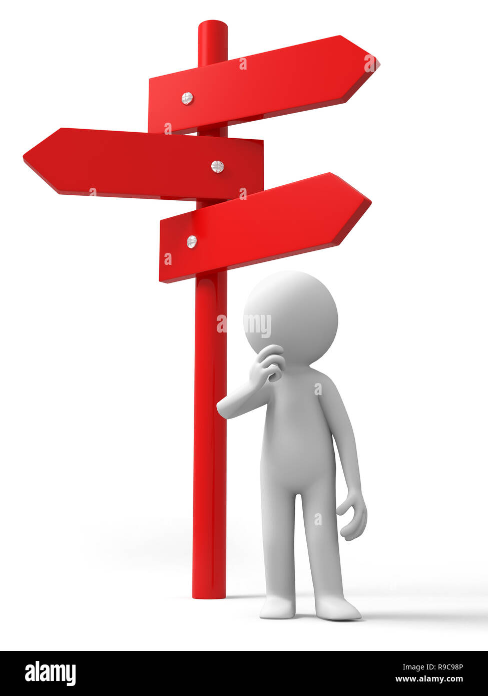 A man standing in front of a road sign Stock Photo - Alamy