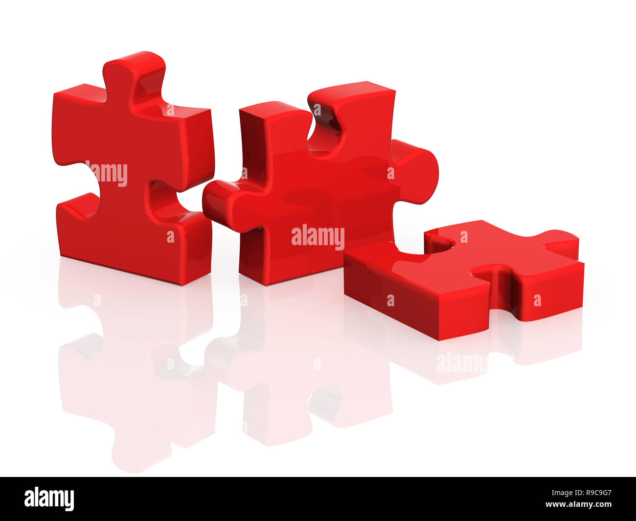 Three parts of a puzzle. Objects over white Stock Photo - Alamy