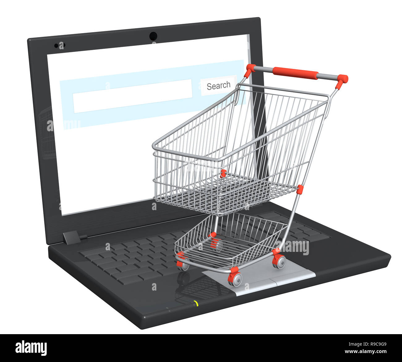 Conceptual image - virtual shopping. Objects isolated over white Stock ...