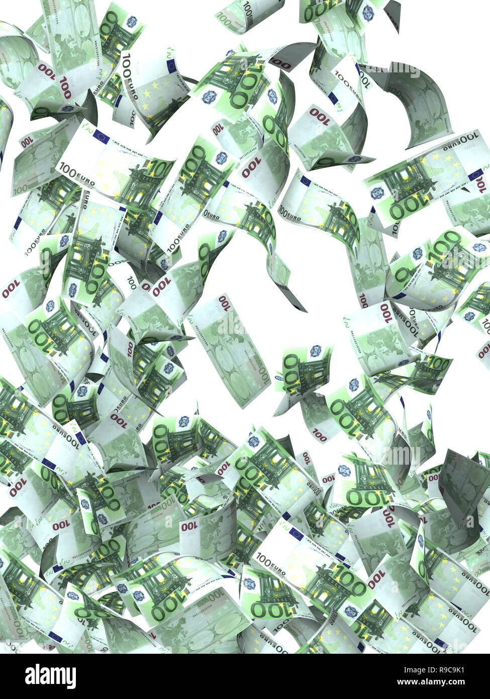 Flying euro banknotes. Isolated over white Stock Photo - Alamy