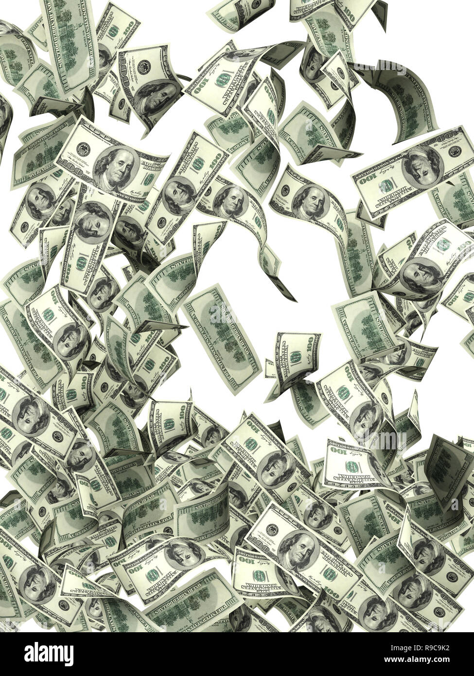 Flying dollar banknotes. Isolated over white Stock Photo - Alamy