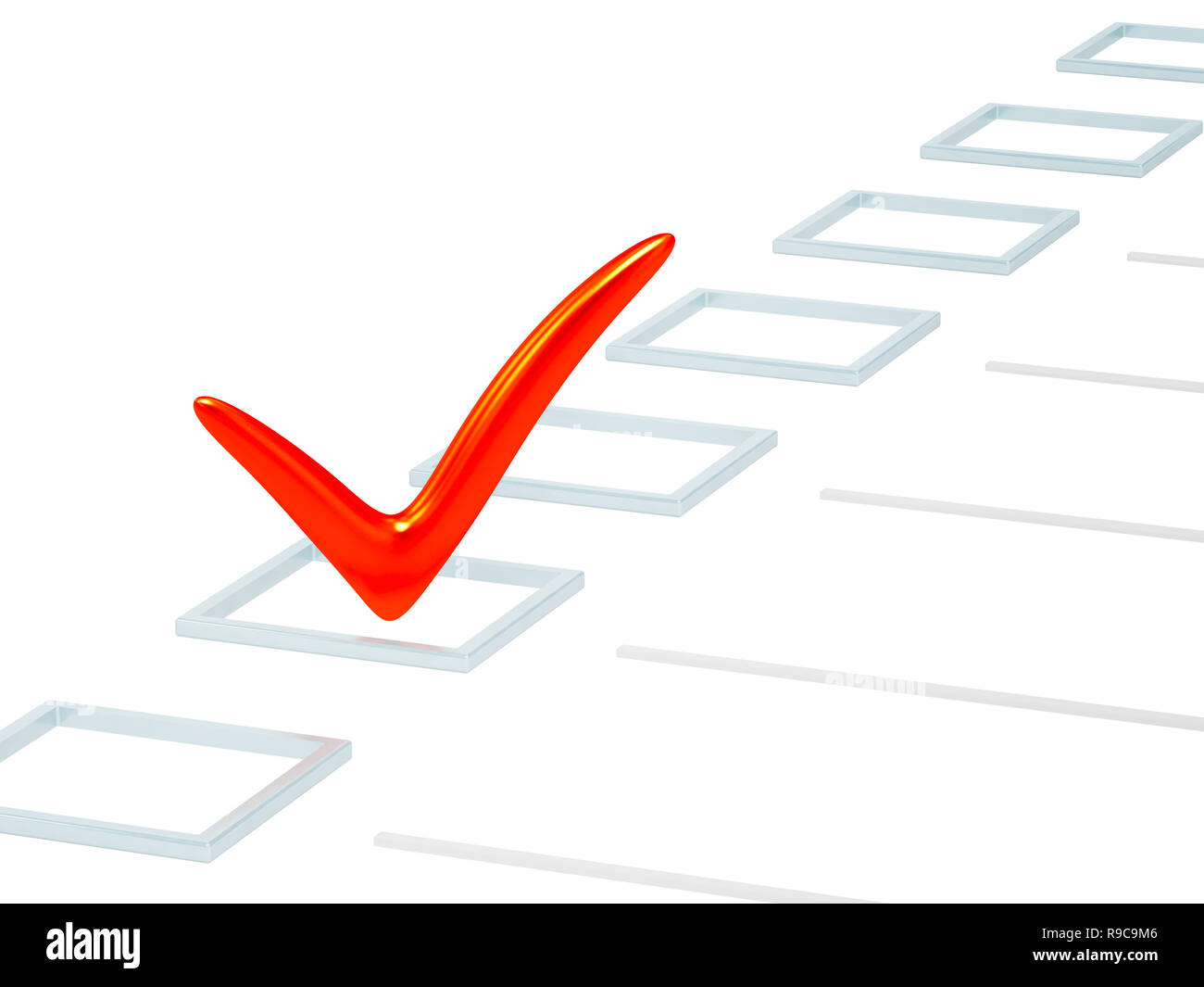 Checkbox with red point. Isolated over white Stock Photo - Alamy