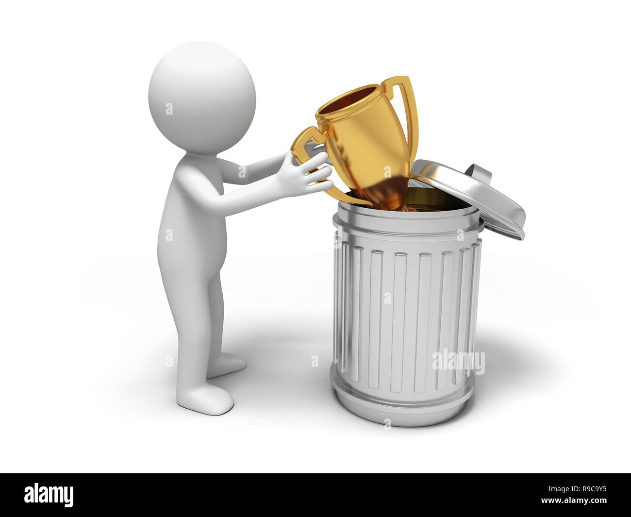 Trophy and trash can Stock Photo - Alamy