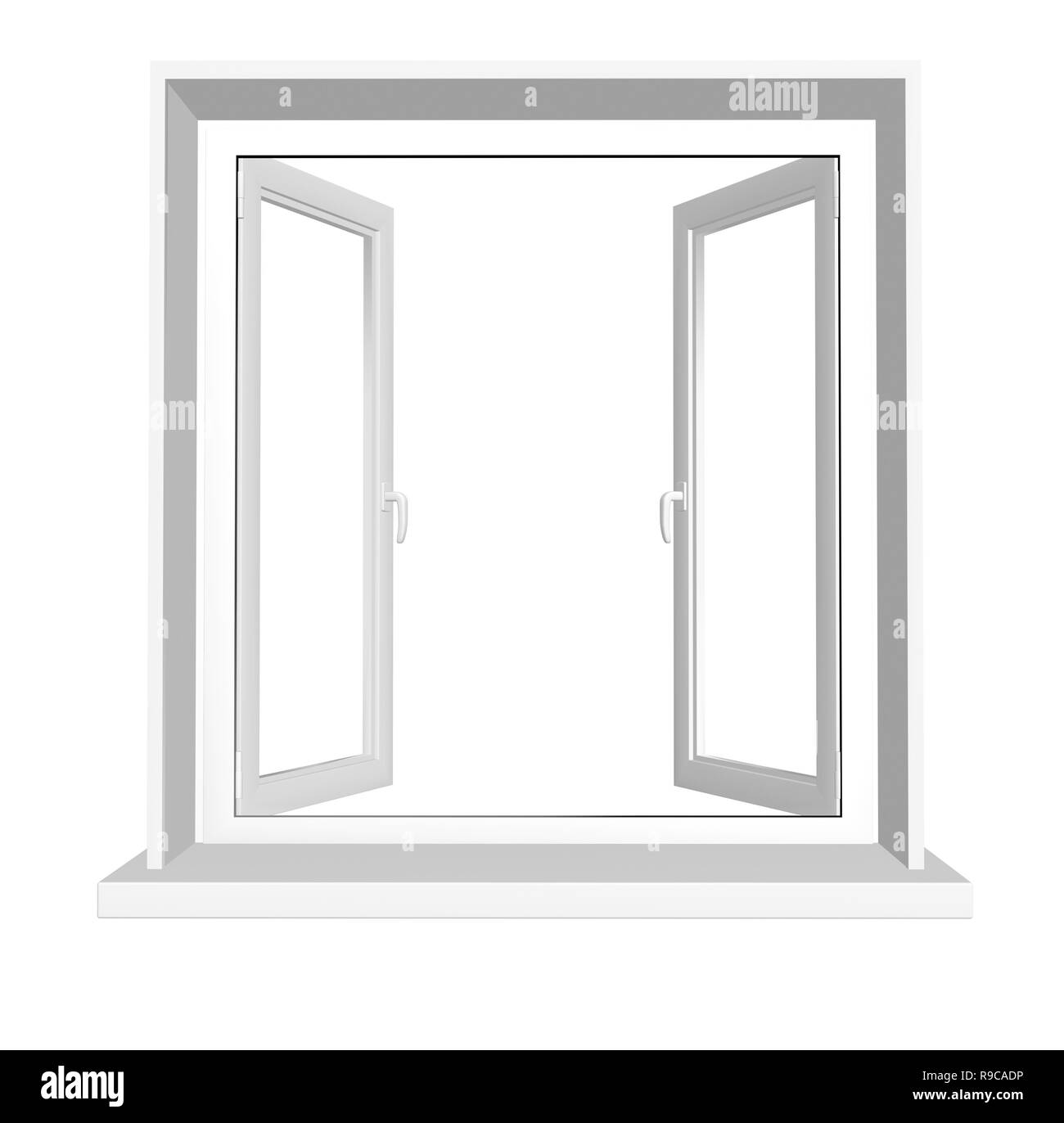Opened window. Isolated on white background Stock Photo - Alamy