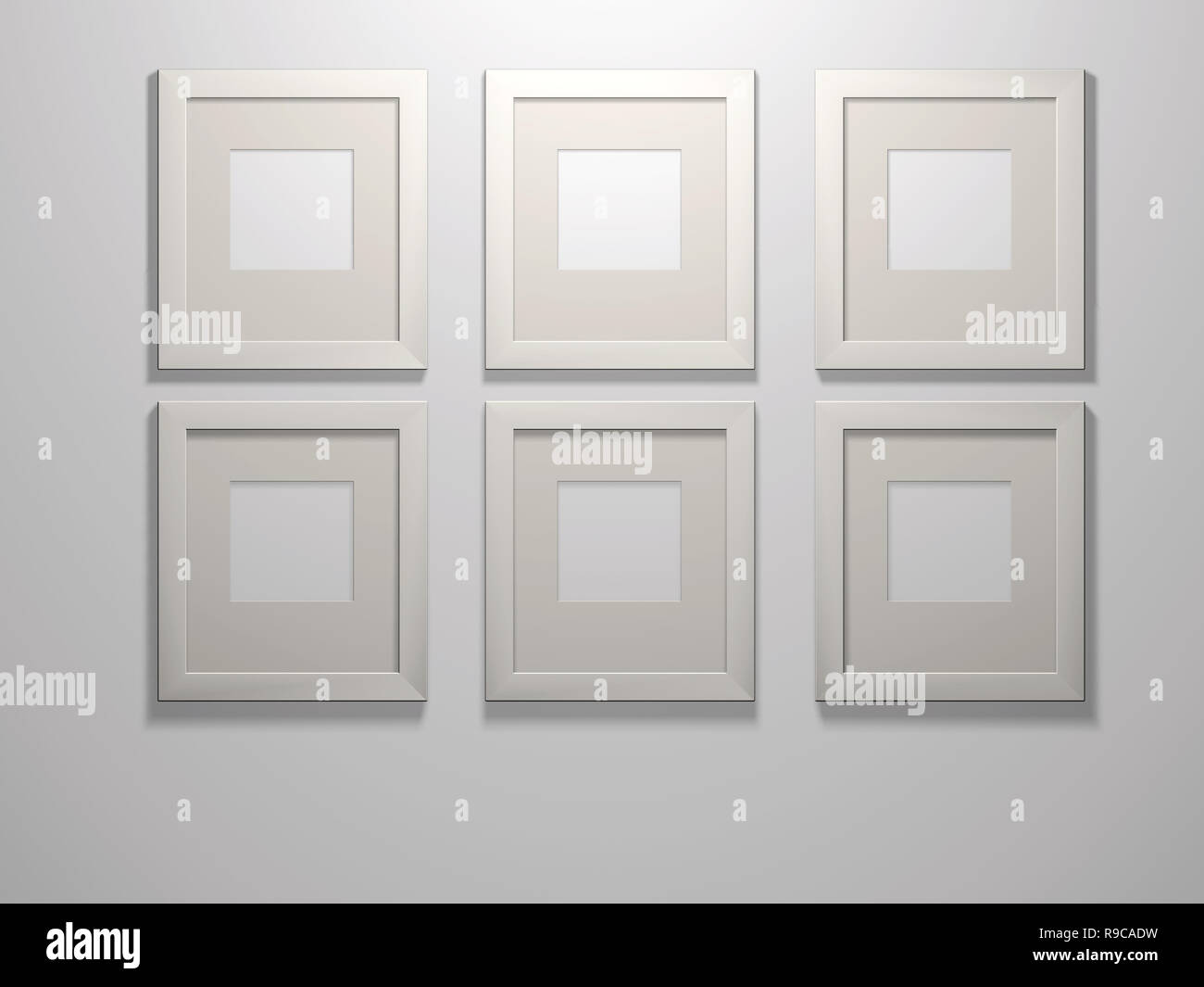 Six 3d picture frames on a white wall Stock Photo - Alamy