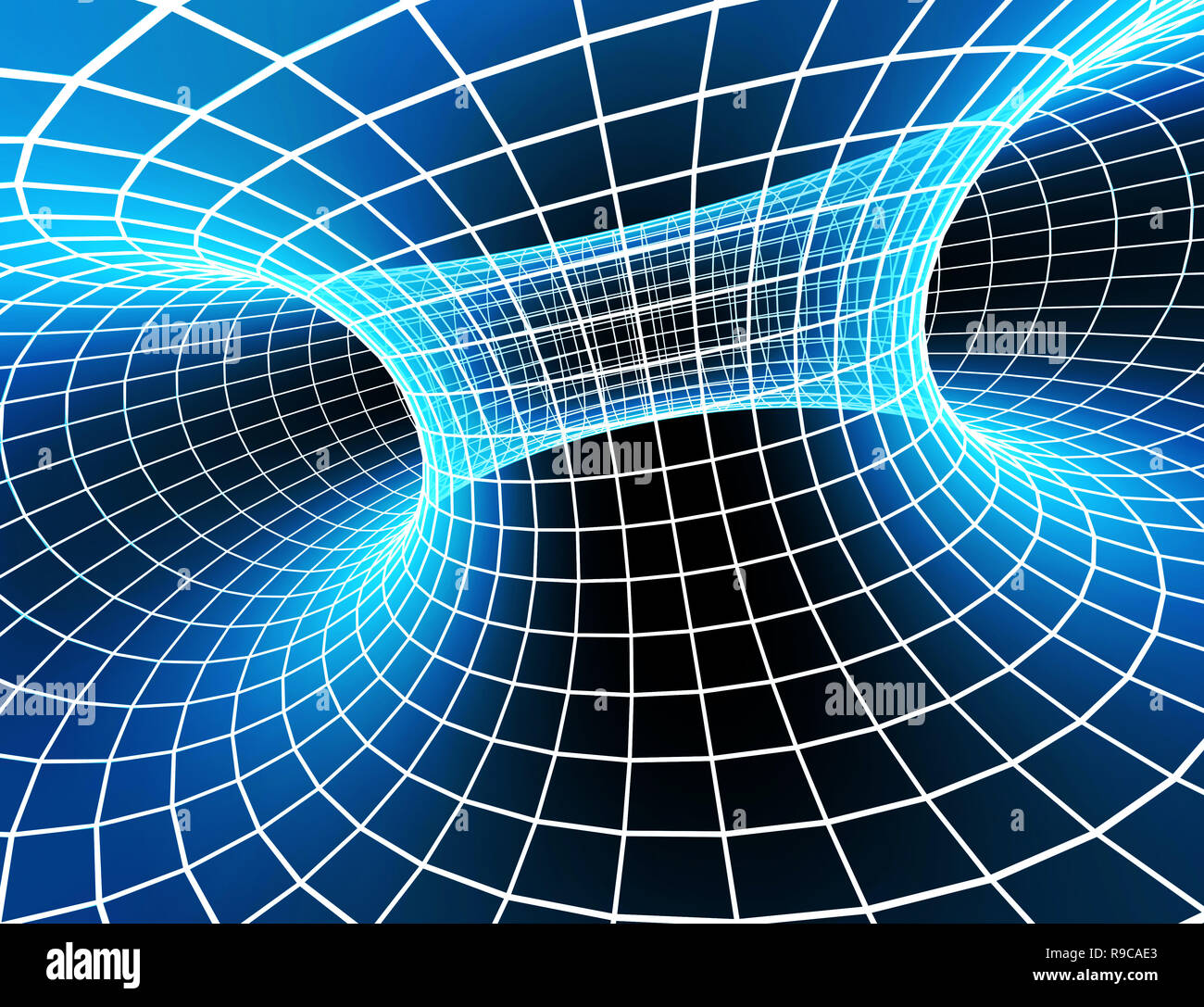 Abstract 3d tunnel from a grid of blue color Stock Photo - Alamy
