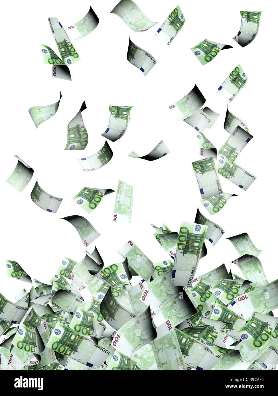 Flying banknotes of euro. Isolated on white background Stock Photo - Alamy