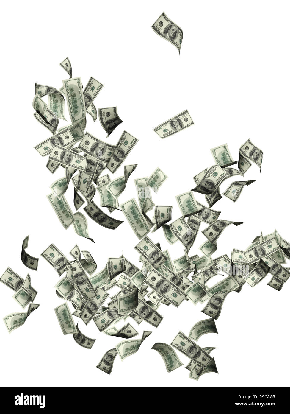 Flying banknotes of dollars. Isolated on white background Stock Photo ...