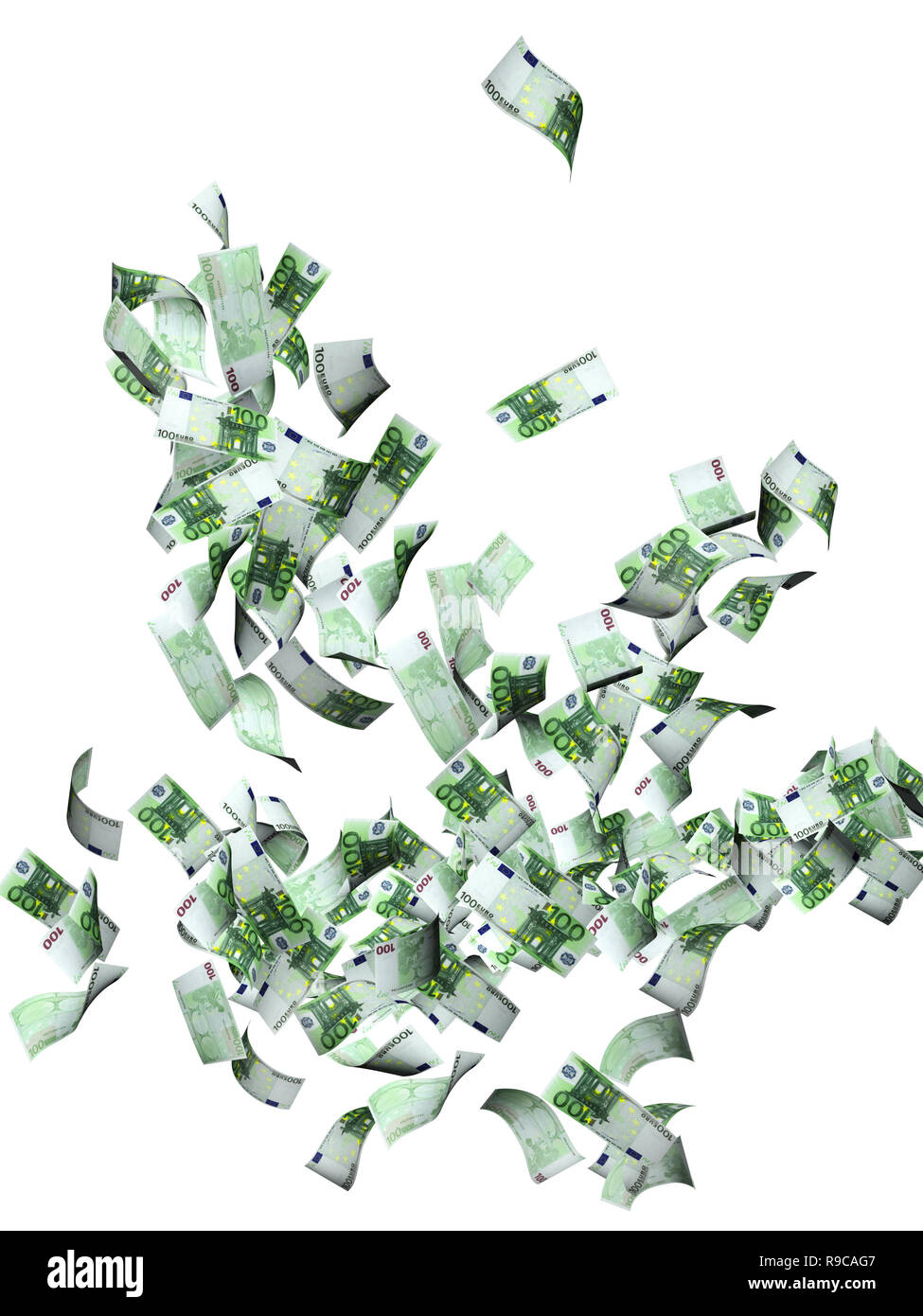 Flying banknotes of euro. Isolated on white background Stock Photo - Alamy